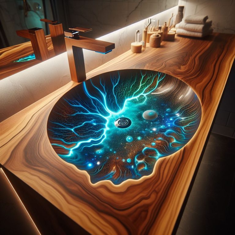 Elevate Your Space with a Unique Special Wood and Epoxy Sink Design ...