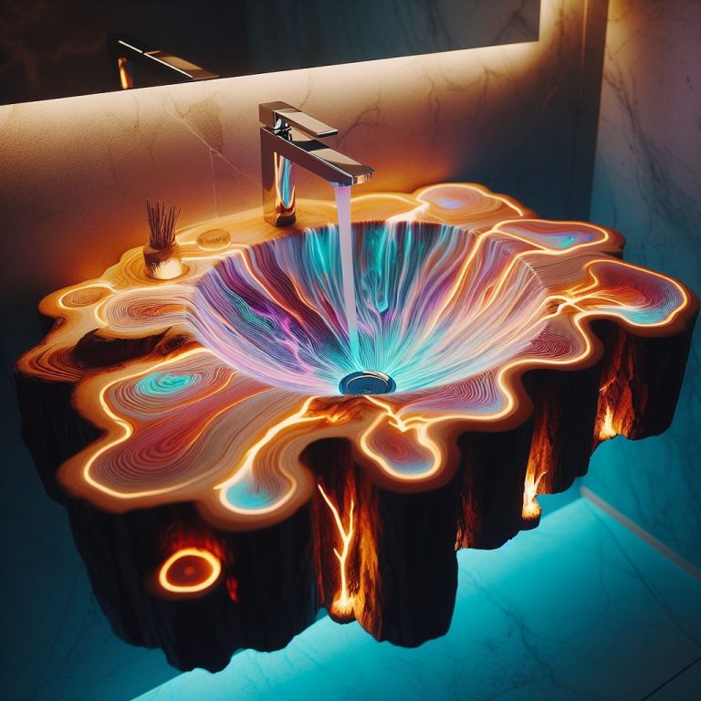 Elevate Your Space with a Unique Special Wood and Epoxy Sink Design ...